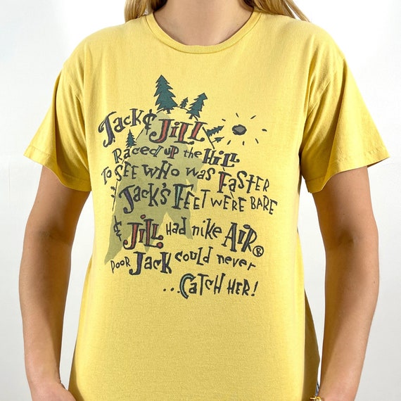 Rare Vintage NIKE ‘Jack & Jill’ Poem T-shirt, Yellow … - Gem