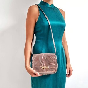 Vintage RUSSELL & BROMLEY Metallic Leather Crossbody Bag With Gold ...