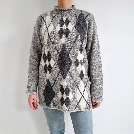 Vintage Pringle Diamond Check Wool Mix Jumper | High … - Gem