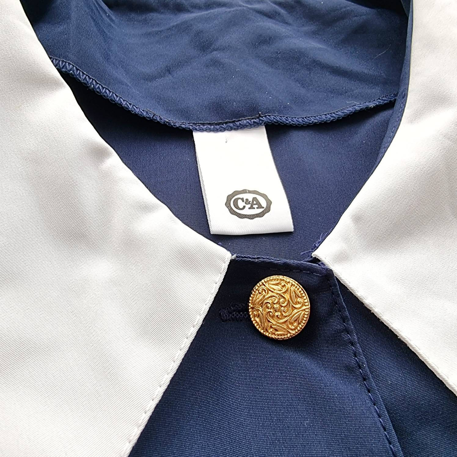 80's Vintage Nautical Blouse With Big White Collar // - Etsy