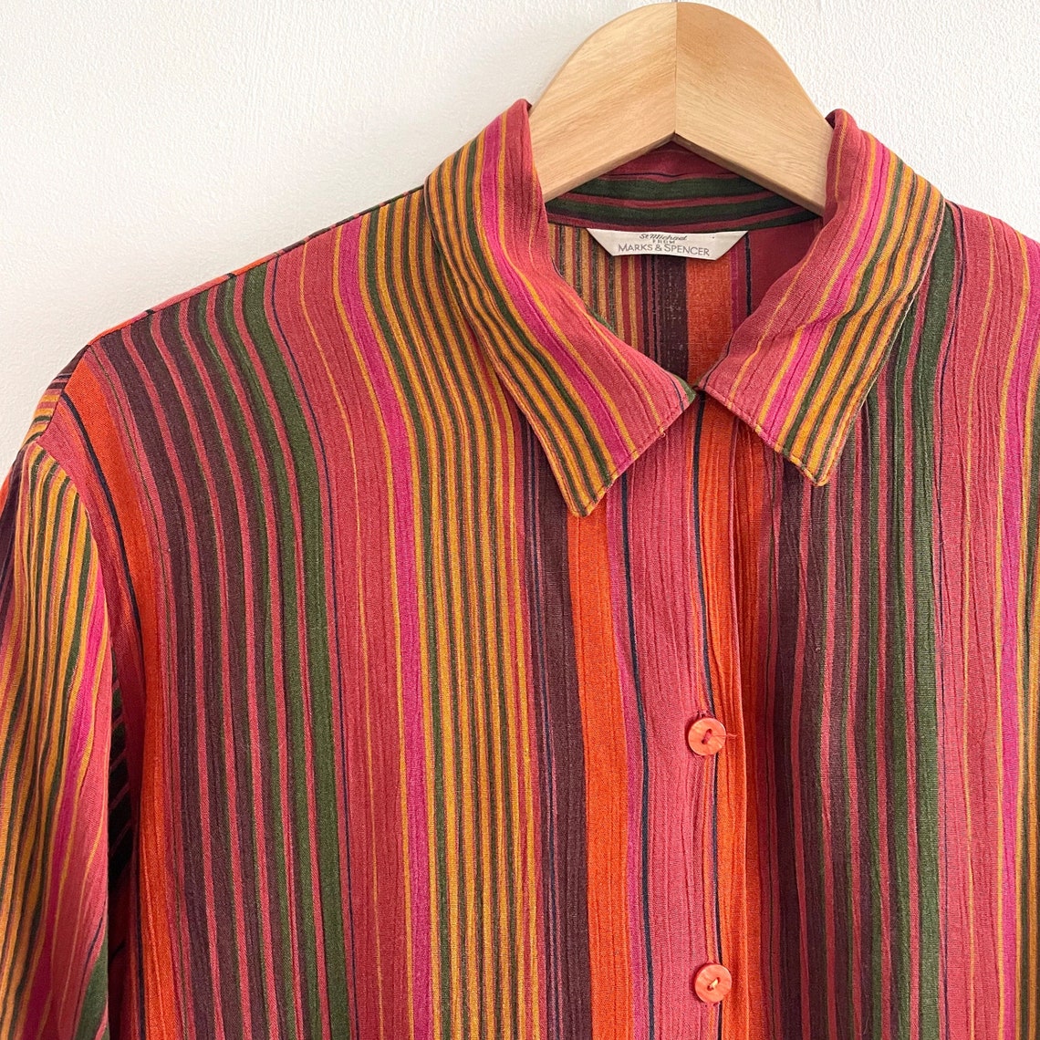Vintage Earthy Striped Blouse - Etsy