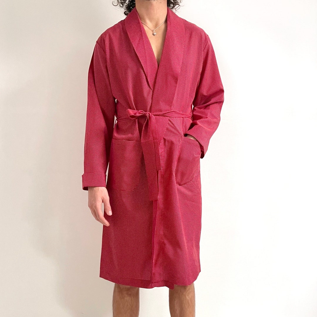 Vintage Men’s House Robe | Red & White Polka Dot Smoking Jacket ...