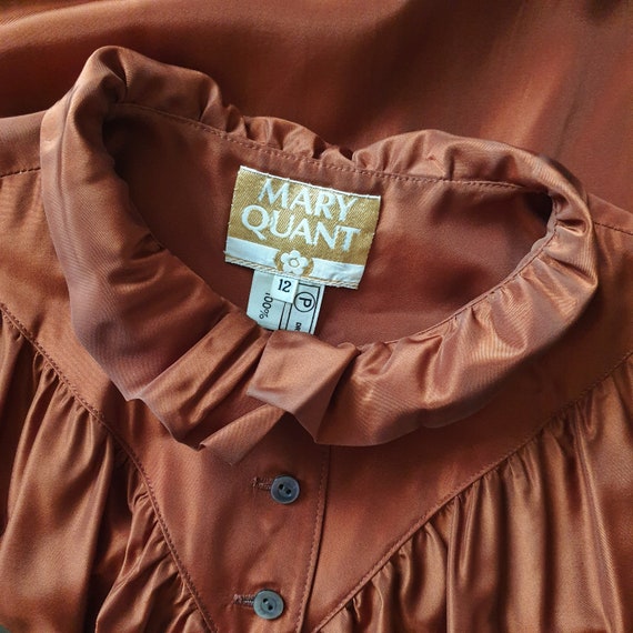 Designer Vintage Brown Mary Quant Dress // Long Taffe… - Gem