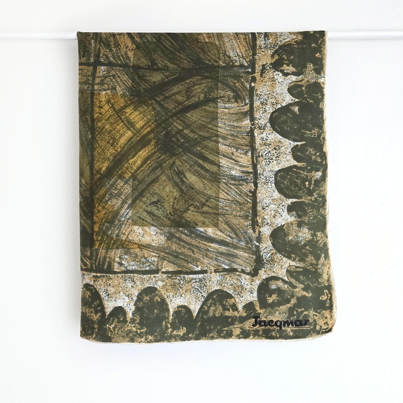 Vintage Khaki Silk Scarf - Etsy