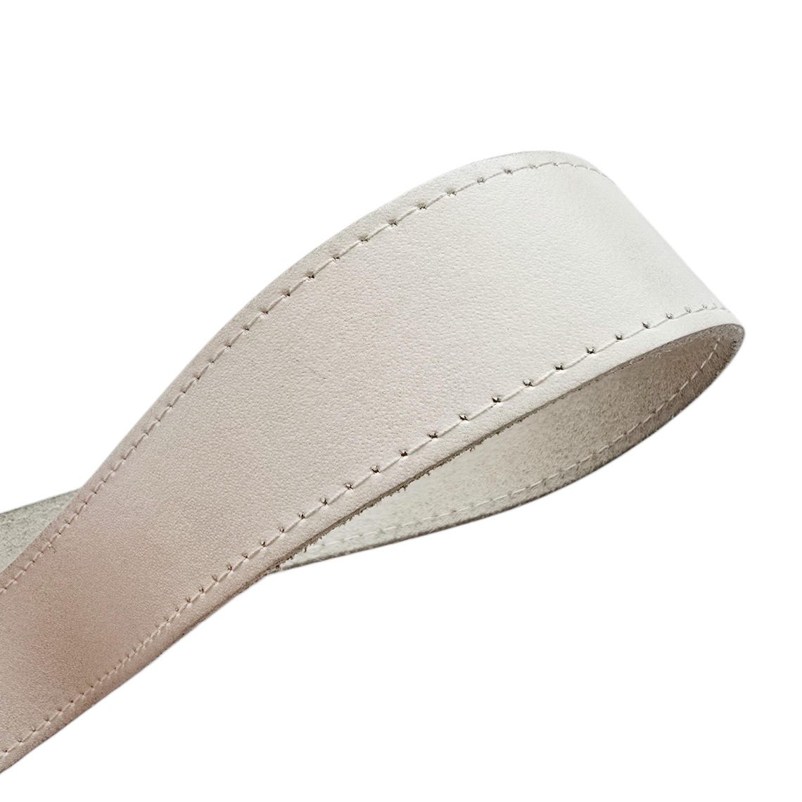 Vintage White Cream Leather Belt With Gold Buckle | Medium - Large ...