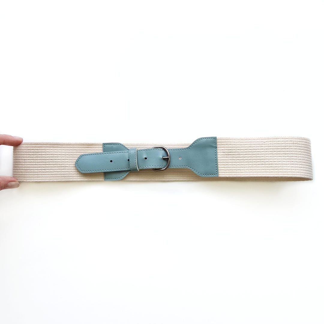 Vintage Cream Strap & Pale Blue Belt W Silver Buckle | Ladies Dress ...