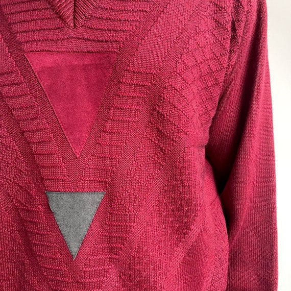 80’s Vintage Men’s Geometric Appliqué Jumper // Dark … - Gem