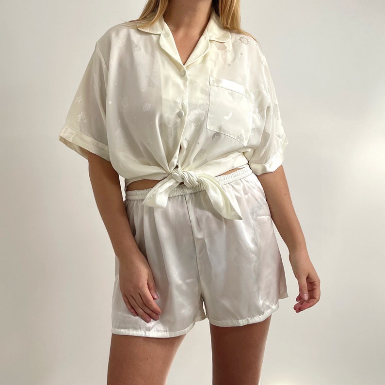 80s Vintage Celestial Teddy Bear Pyjamas // Shorts & Shirt - Etsy