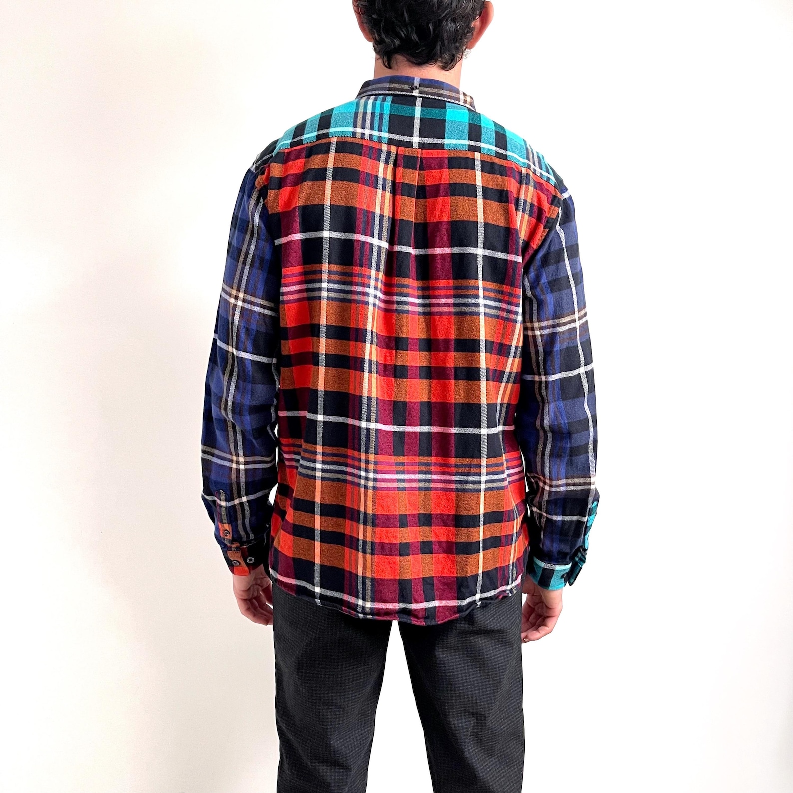 Vintage Men’s Gabicci Contrast Check Flannel Shirt | Bright Red Blue ...