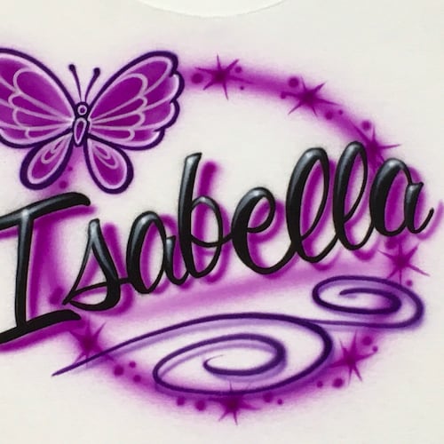 Airbrush Butterfly Teal & Purple Name Design T-shirt Size S M - Etsy
