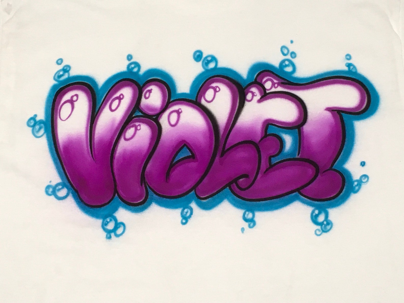 Airbrush Teal & Purple Name Design T-shirt Size S M L XL 2XL - Etsy
