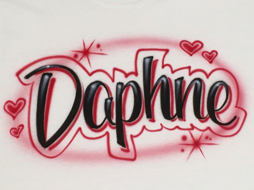 Airbrush Red Heart Name Design T-shirt Size S M L XL 2X - Etsy
