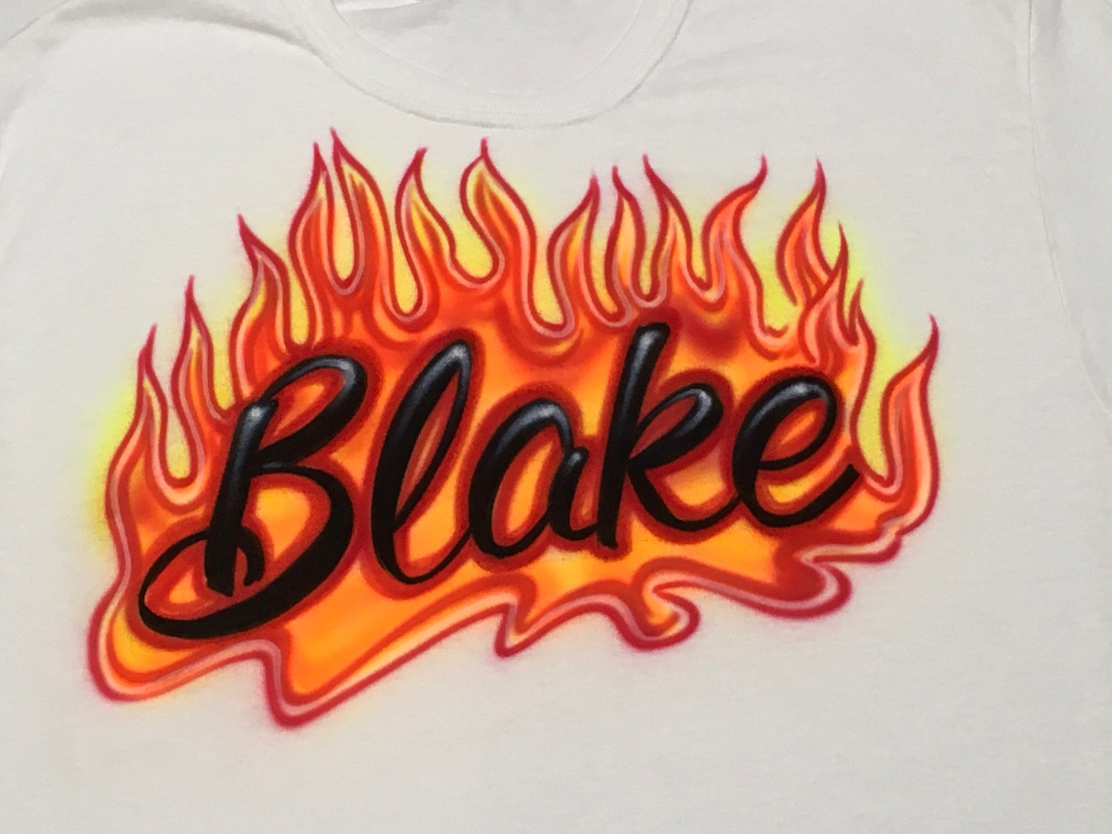 Airbrush Flaming Name Design T-shirt Size S M L XL 2XL 3XL - Etsy
