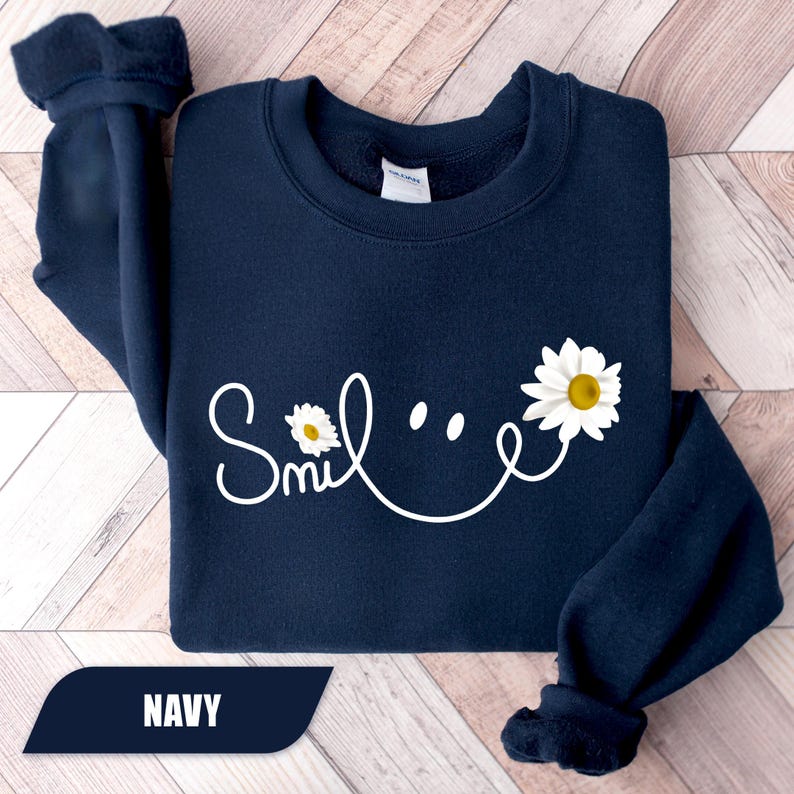 Daisy Smile Face Sweatshirt, Daisy Flower Smile Hoodie, Summer Women ...