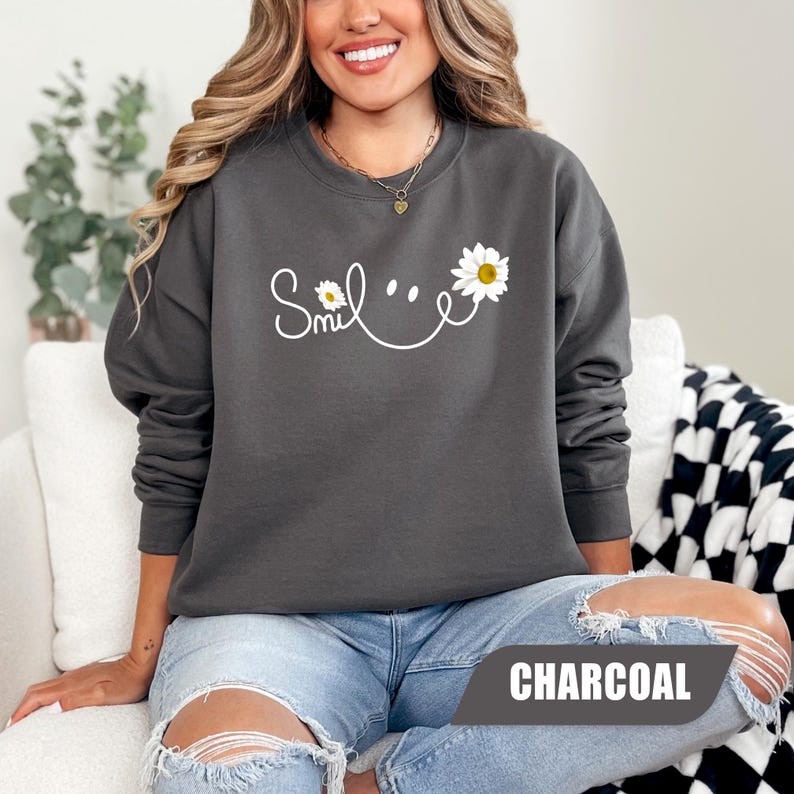 Daisy Smile Face Sweatshirt, Daisy Flower Smile Hoodie, Summer Women ...