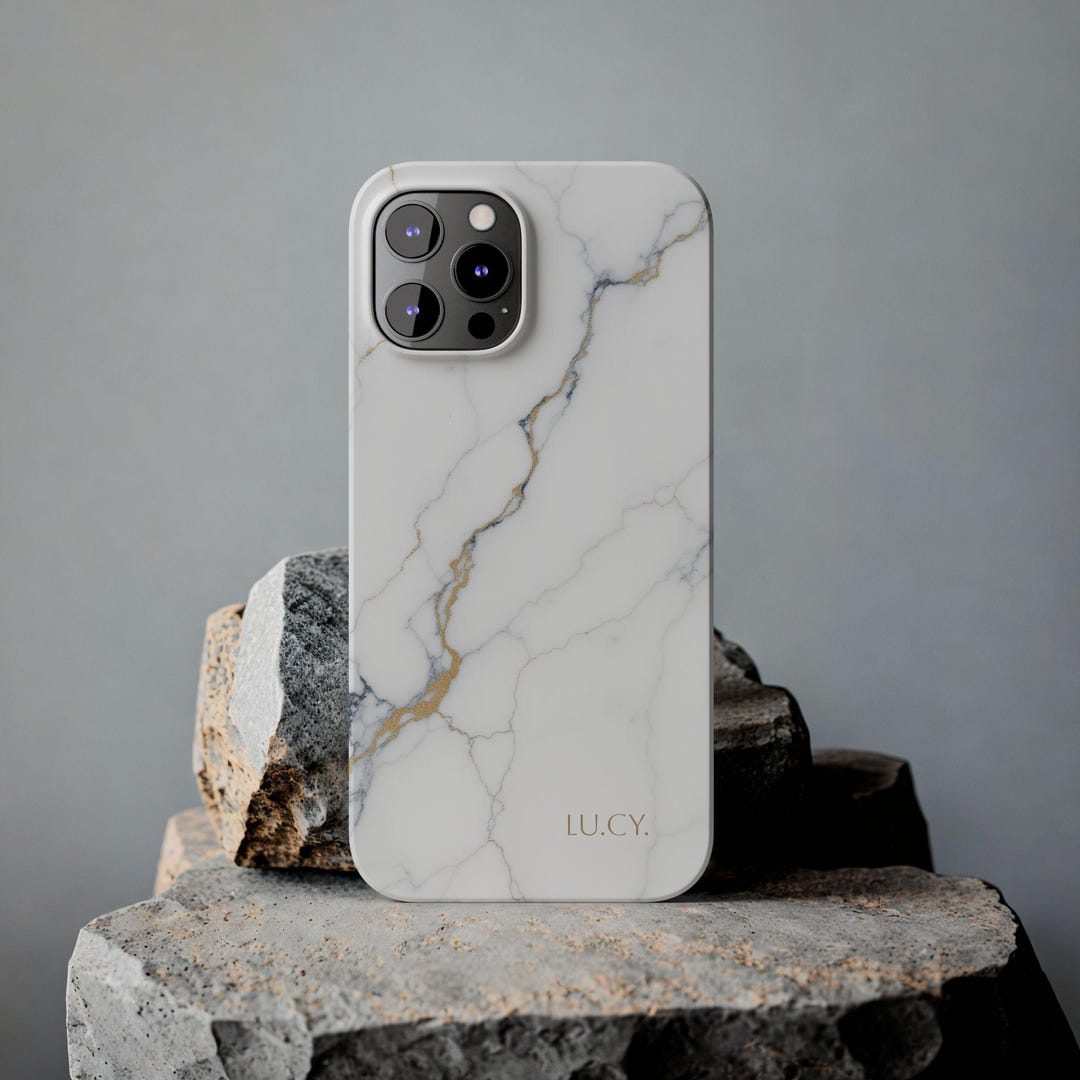 Personalized Initial Name Minimal White Marble iPhone Case (01 Lucy ...