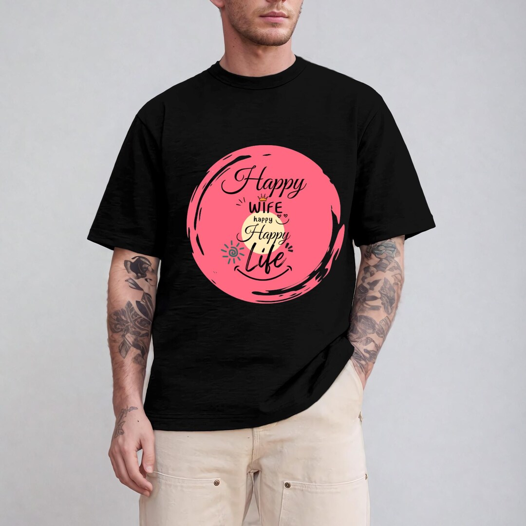 Happy Wife Happy Life T-shirt, Cute Gift for Wife, Fun Casual Tee ...