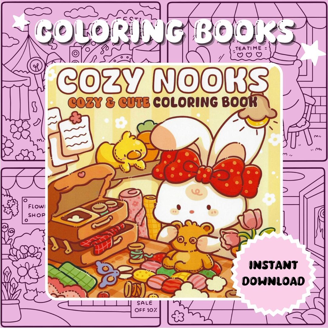 Cozy Nooks Cozy & Cute Coloring Book, Cute and Cozy Digital Coloring ...