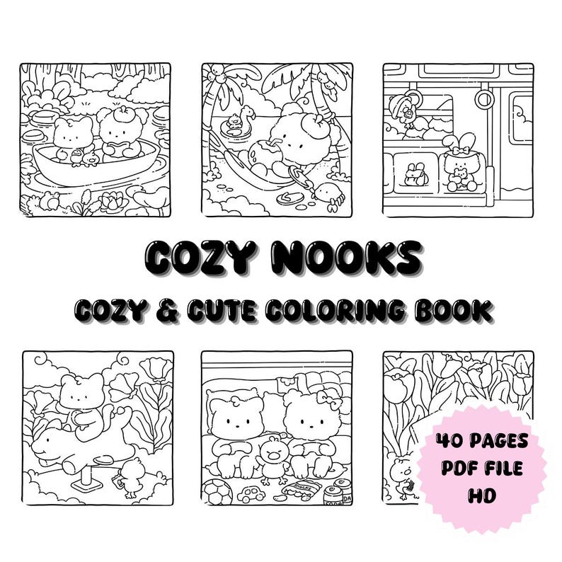 Cozy Nooks Cozy & Cute Coloring Book, Cute and Cozy Digital Coloring ...