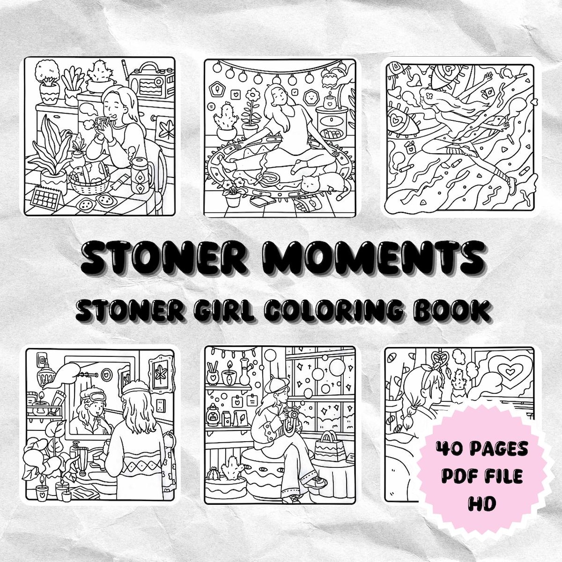 Stoner Moments Stoner Girl Coloring Book, Cute and Cozy Digital ...