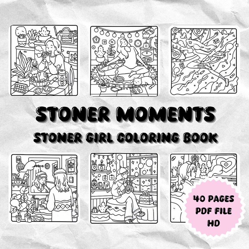Stoner Moments Stoner Girl Coloring Book, Cute and Cozy Digital ...