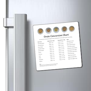 Grain Conversion Chart Fresh Milled Flour Magnet 4x4 - Etsy