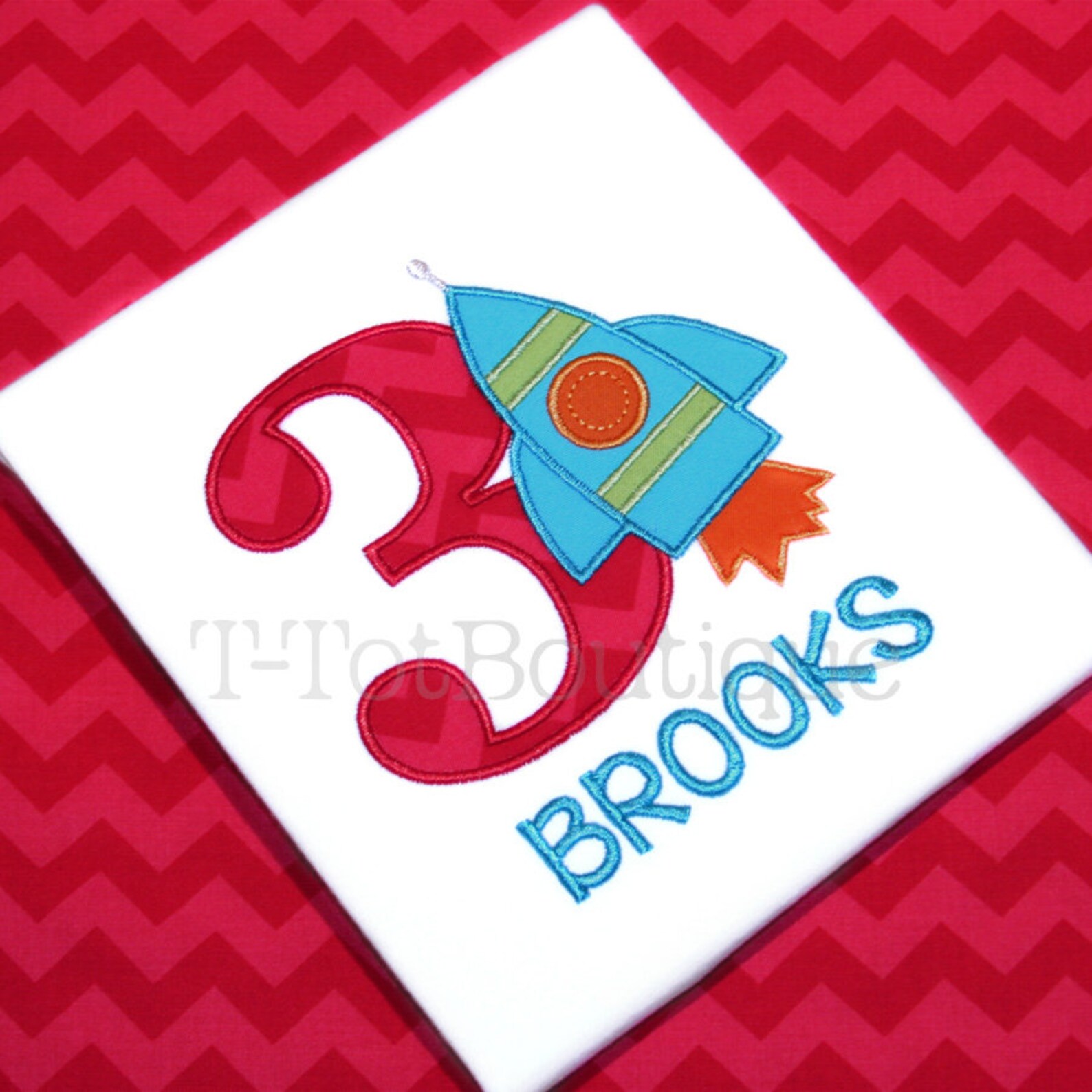 Rocket Space Ship Birthday Number Embroidered Shirt or | Etsy