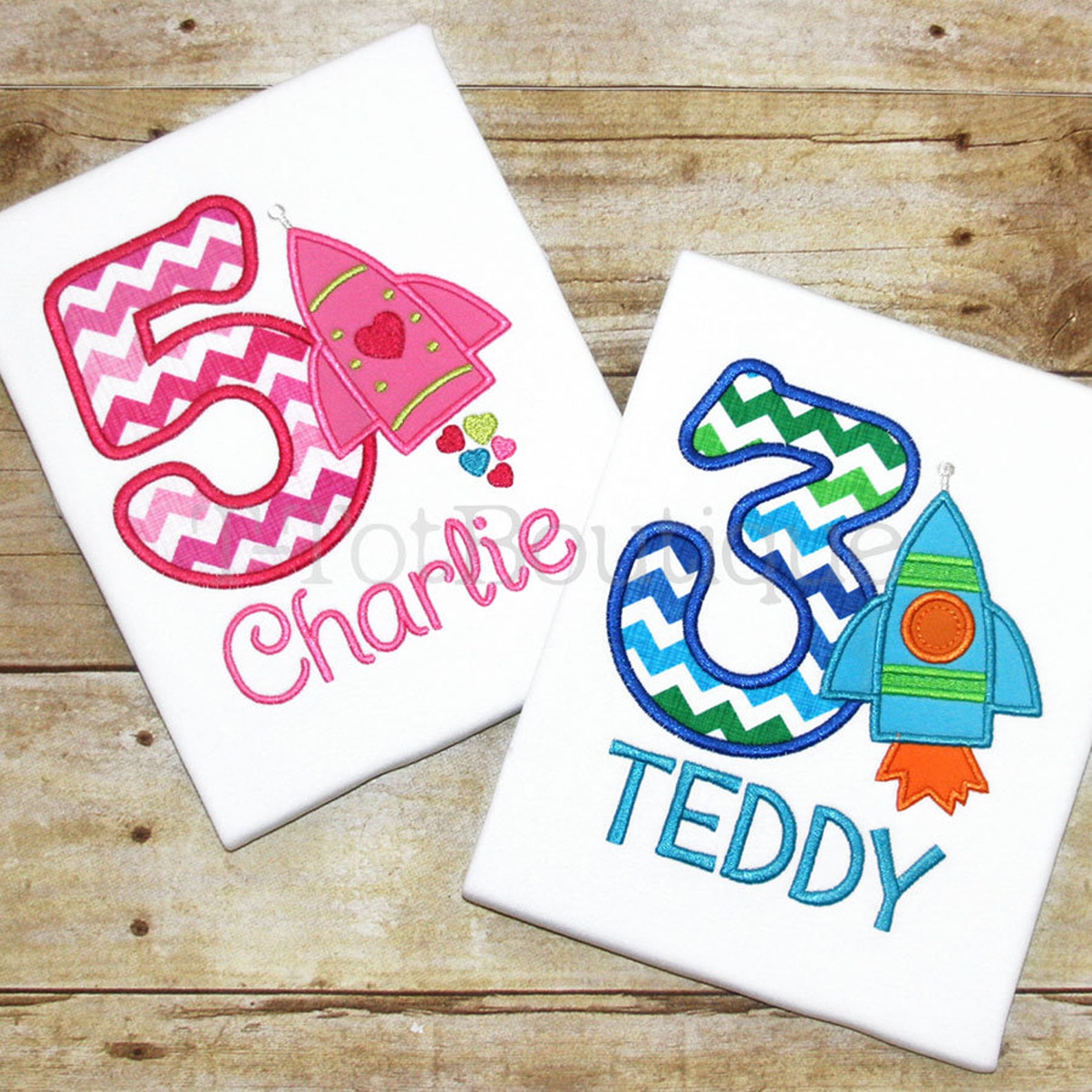 Rocket Space Ship Birthday Number Embroidered Shirt or | Etsy