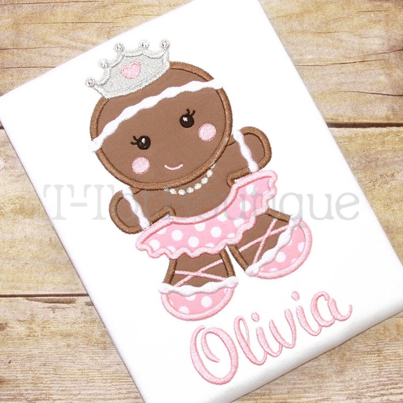 Christmas Ballet Gingerbread Diva Girl Embroidered Shirt With | Etsy