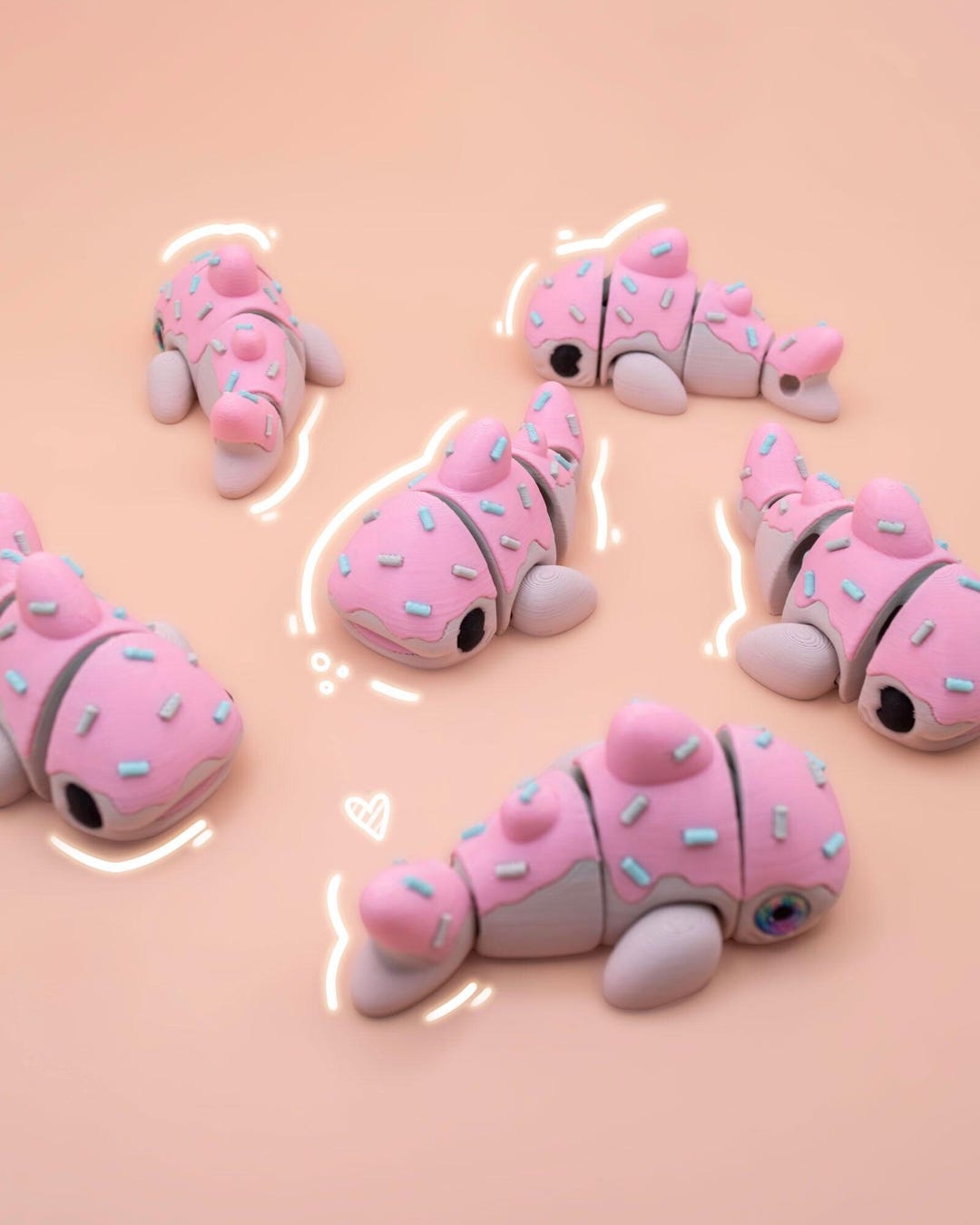Donut Shark Flex Toy: Pink Sprinkled PLA Fidget - Etsy