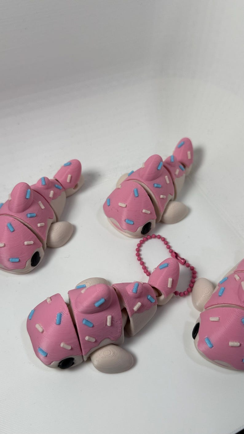 Donut Shark Flex Toy: Pink Sprinkled PLA Fidget - Etsy