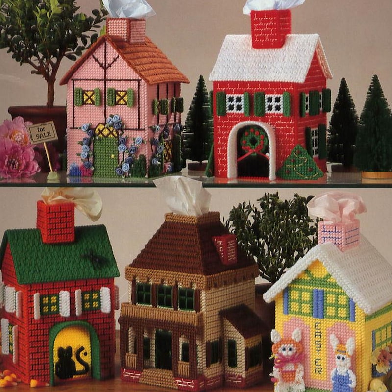 Christmas House Tissue Box - Etsy