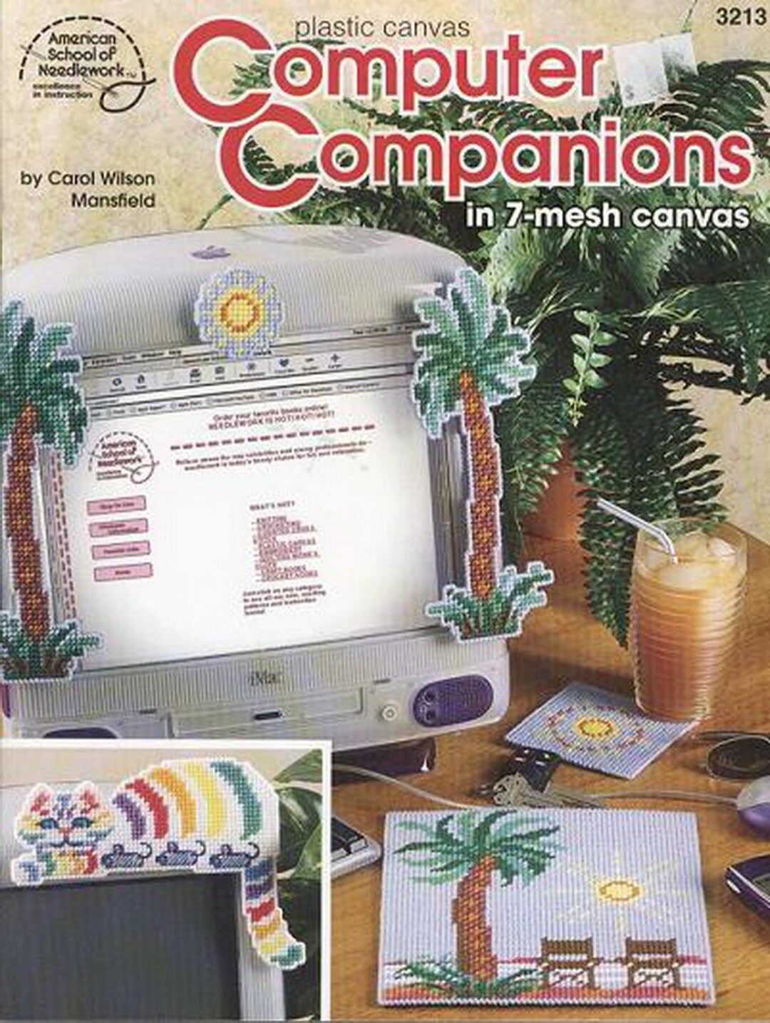 Plastic Canvas Computer Decor Patterns – Fun 7-mesh Desk & Monitor ...