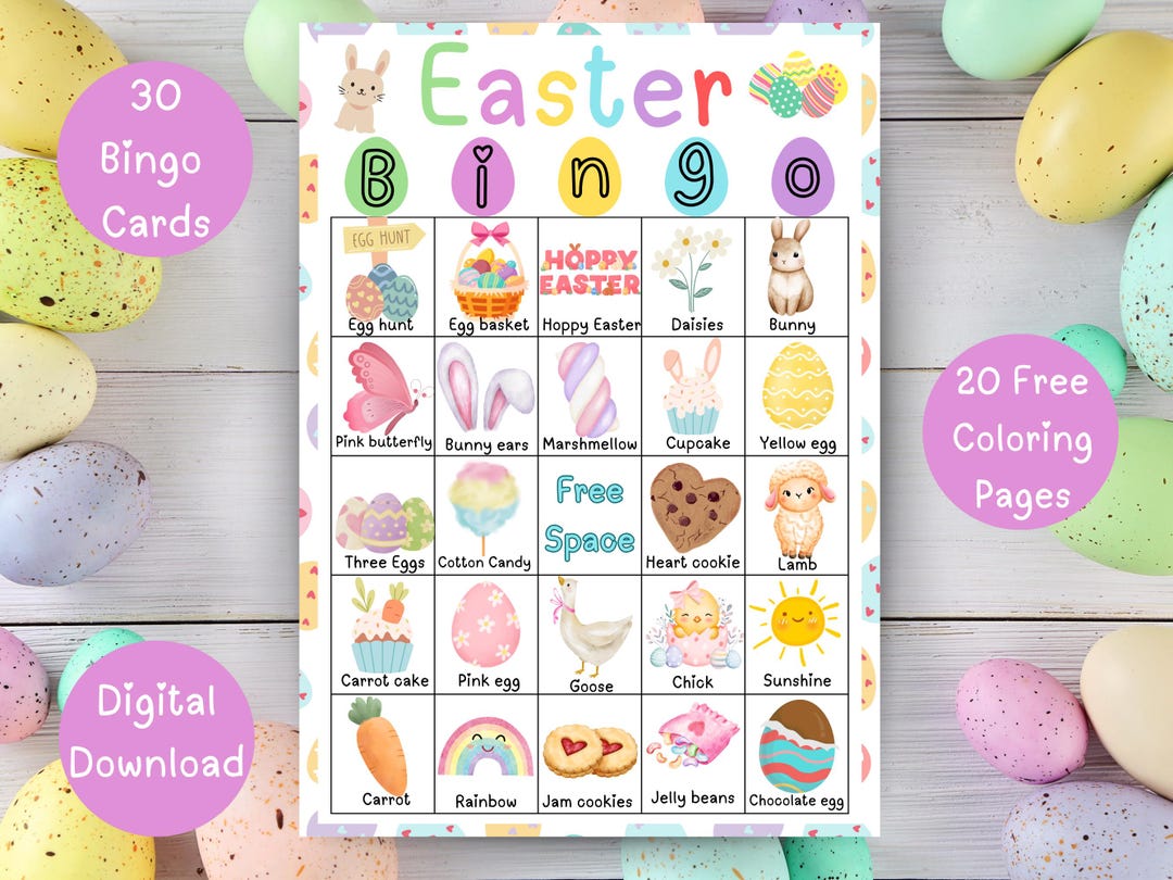 Easter Bingo Printables Activity for Kids Easter Family Game Easter ...
