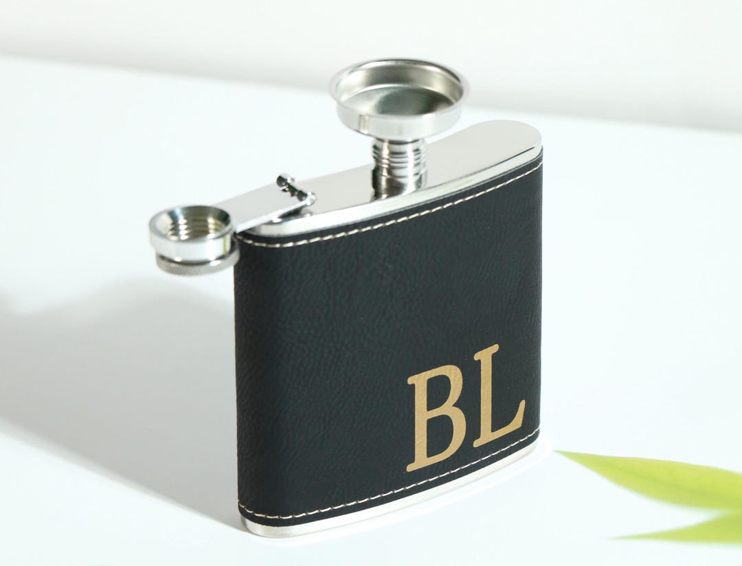 Personalised Hip Flask, Black Engraved 6oz Flask,flask Set With ...