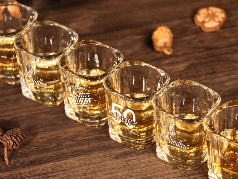 Carving Shot Glasses, Birthday Shot Glasses, Birthday Party, 50th ...