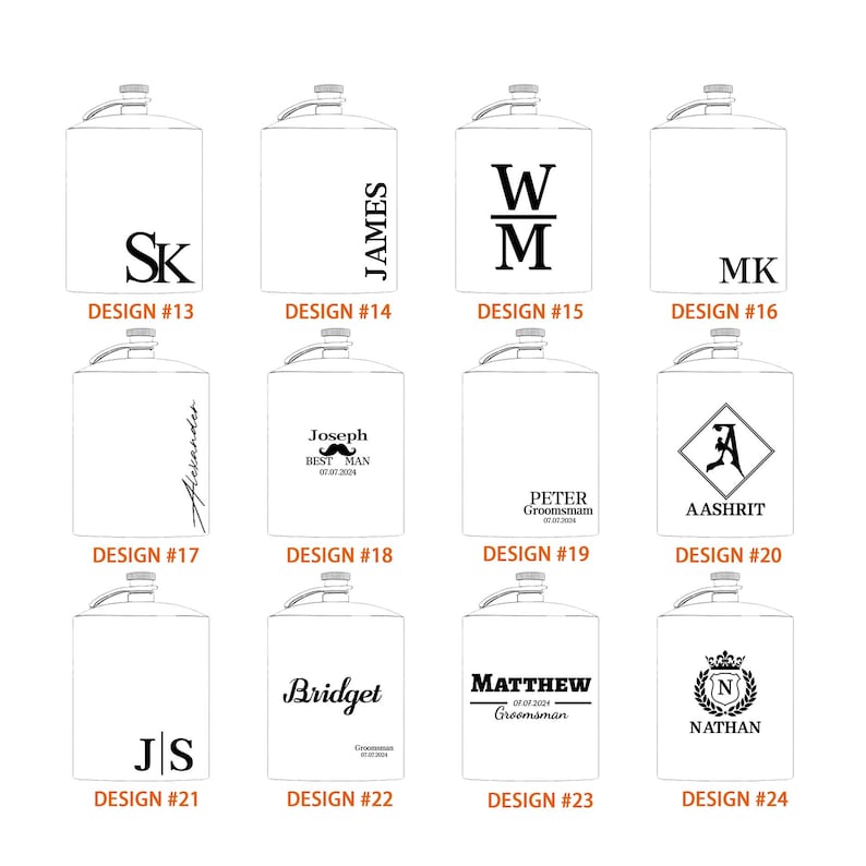 Artisan-crafted Monogrammed Flask | Custom Text/date Engraved PU ...