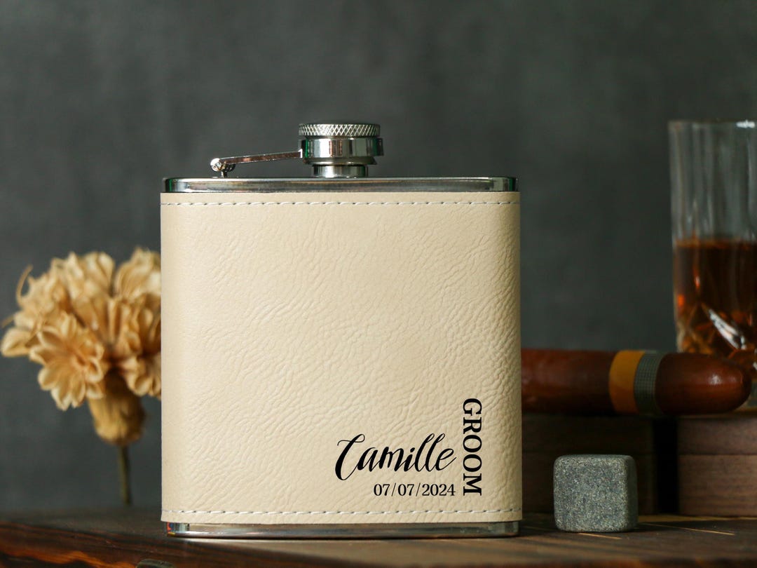 Personalized Leather Flask for Men, Custom Leather Groomsmen Flask ...