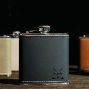 Artisan-crafted Monogrammed Flask | Custom Text/date Engraved PU ...