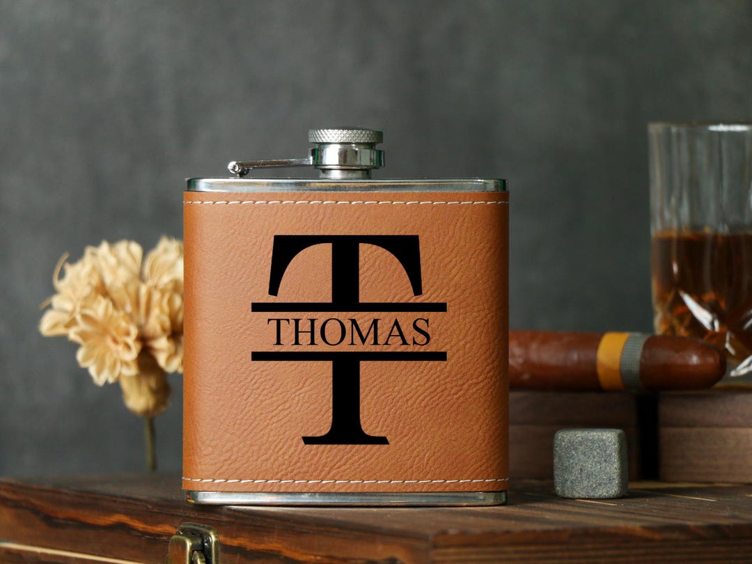 Personalized Leather Flask for Men, Custom Leather Groomsmen Flask ...