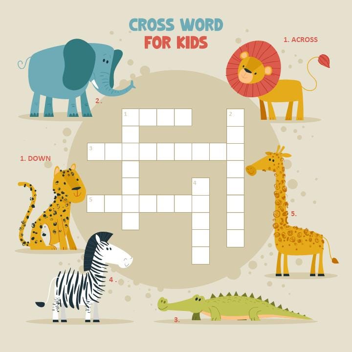 Fun & Educational Kids' Animal Crossword Puzzle | Printable and ...
