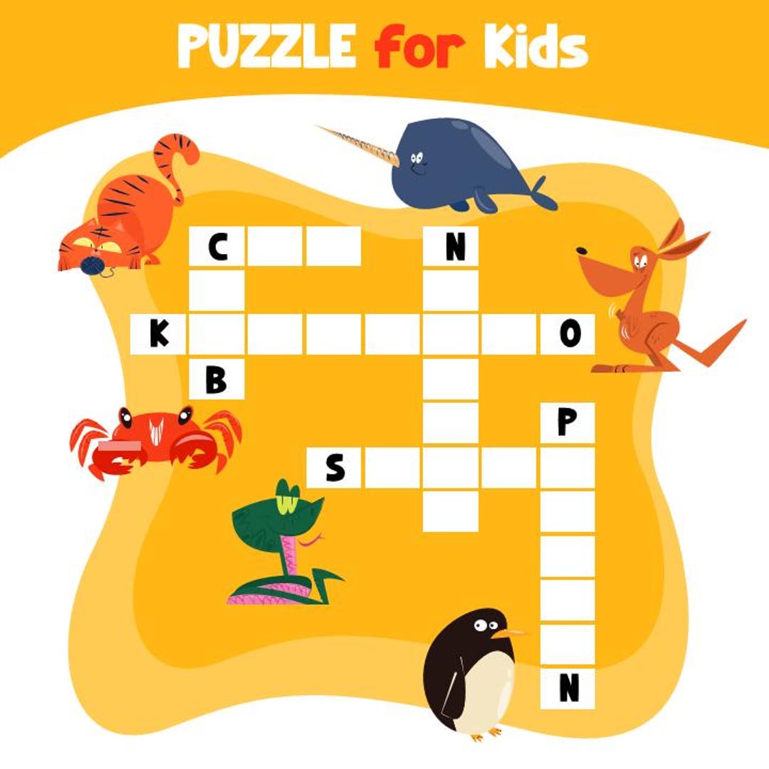 Fun & Educational Kids' Animal Crossword Puzzle | Printable and ...