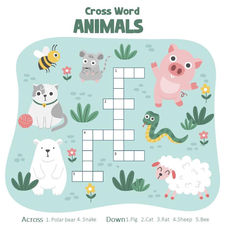 Fun & Educational Kids' Animal Crossword Puzzle | Printable and ...