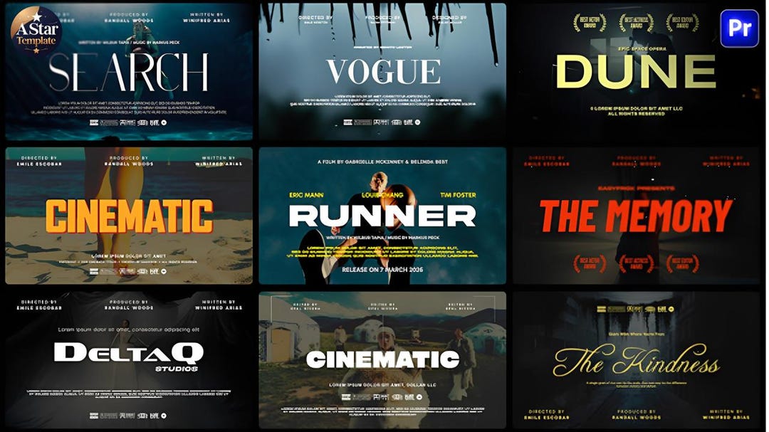 Cinematic Film Titles for Premiere Pro: Customizable Video Editing ...