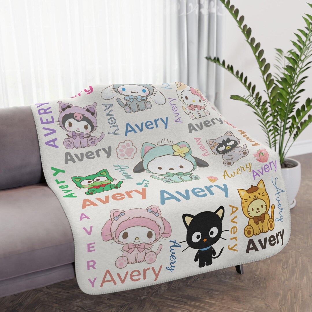 Custom Sanrio Cat Name Blanket – Kawaii Hello Kitty Kuromi Chococat ...