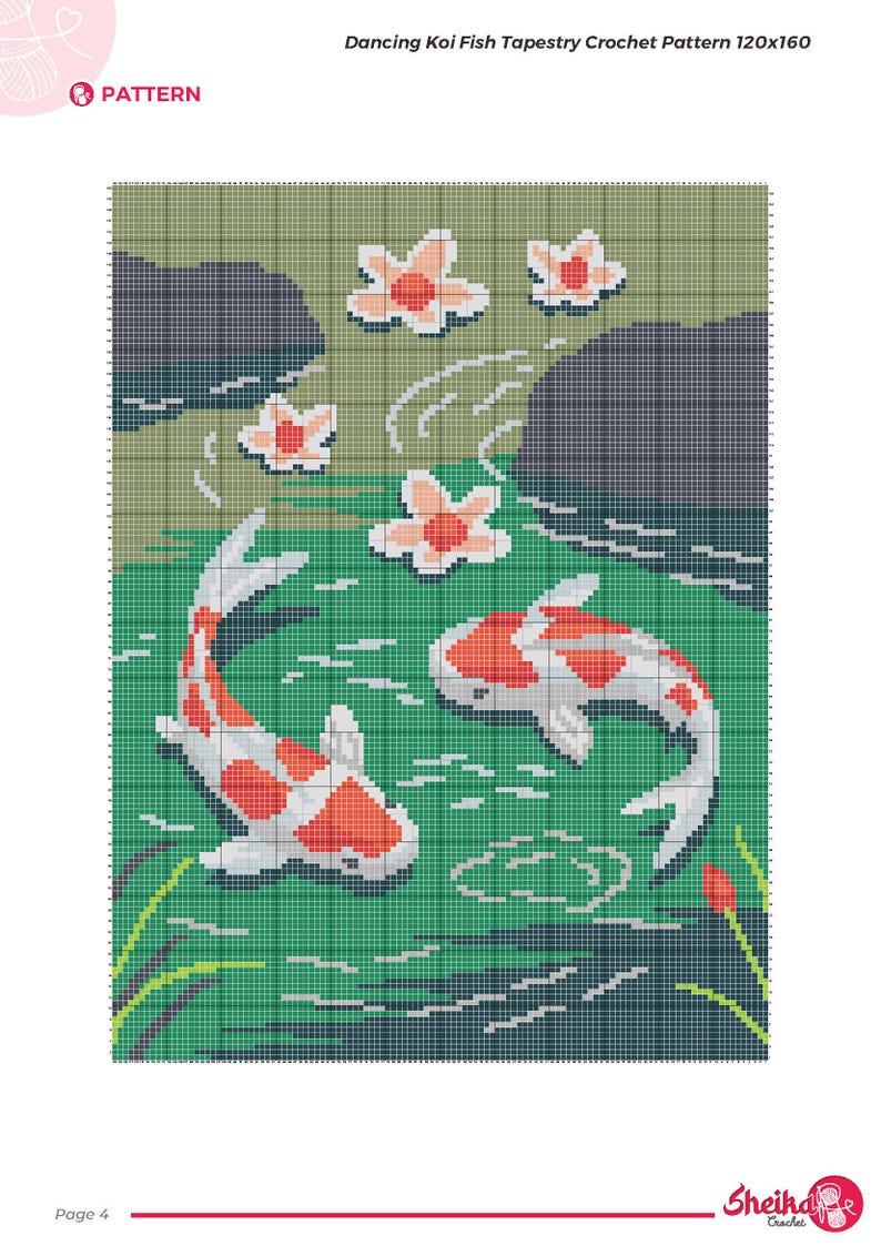 Koi Fish Tapestry Crochet Pattern: Japanese Pond Wall Hanging (PDF ...