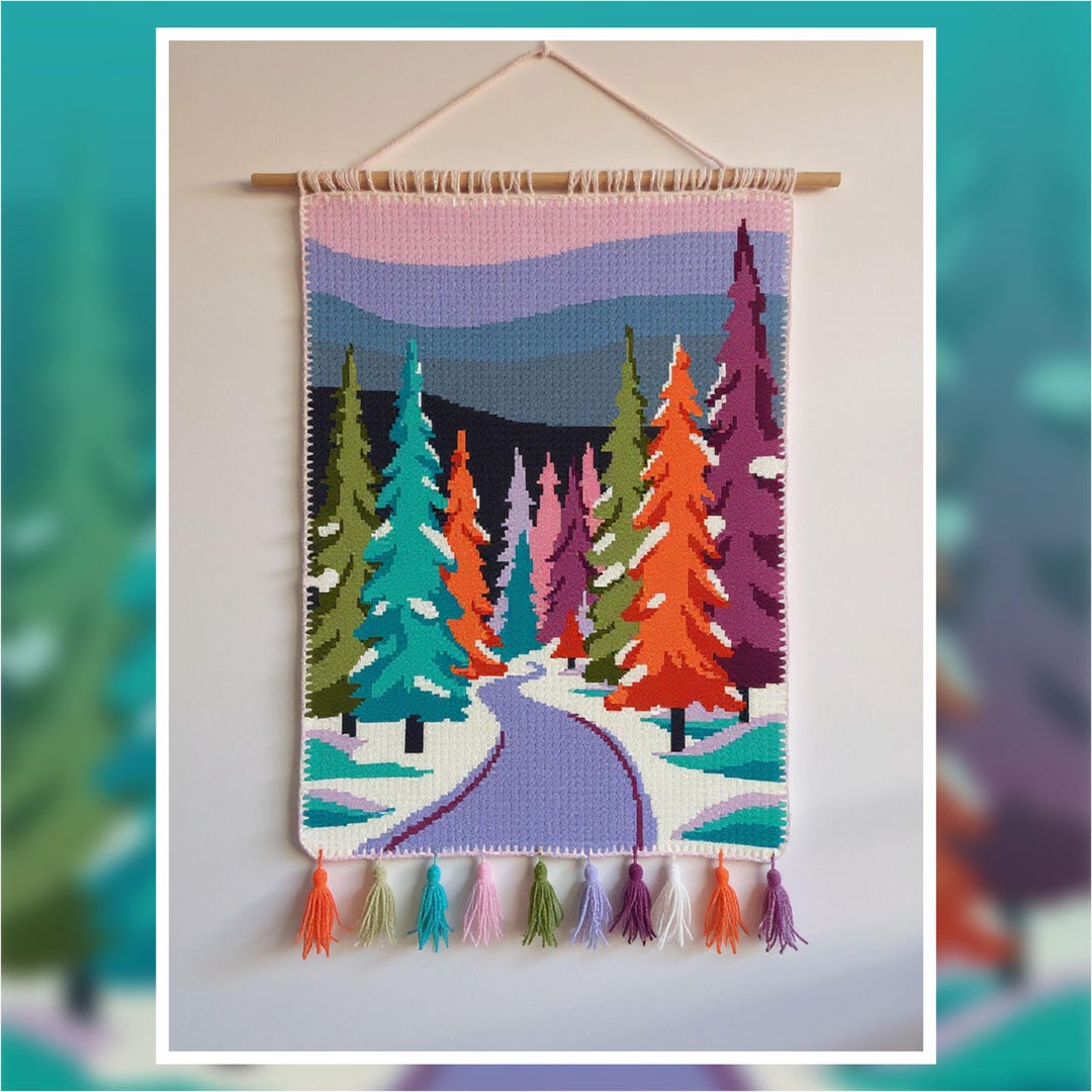 Winter Forest Tapestry Crochet Pattern: Colorful Wall Hanging (120x180 ...