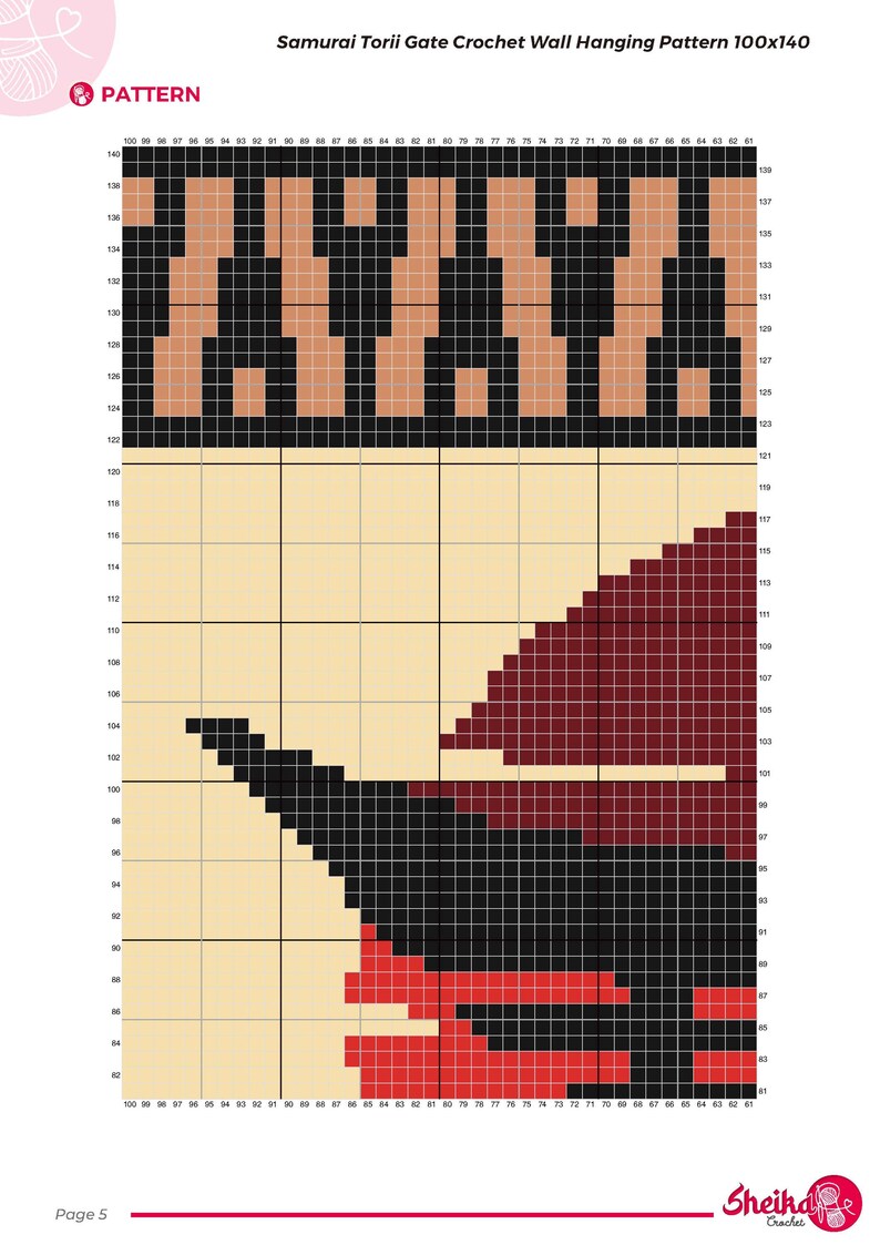 Samurai Torii Gate Crochet Pattern: Japanese Tapestry Wall Hanging (PDF ...