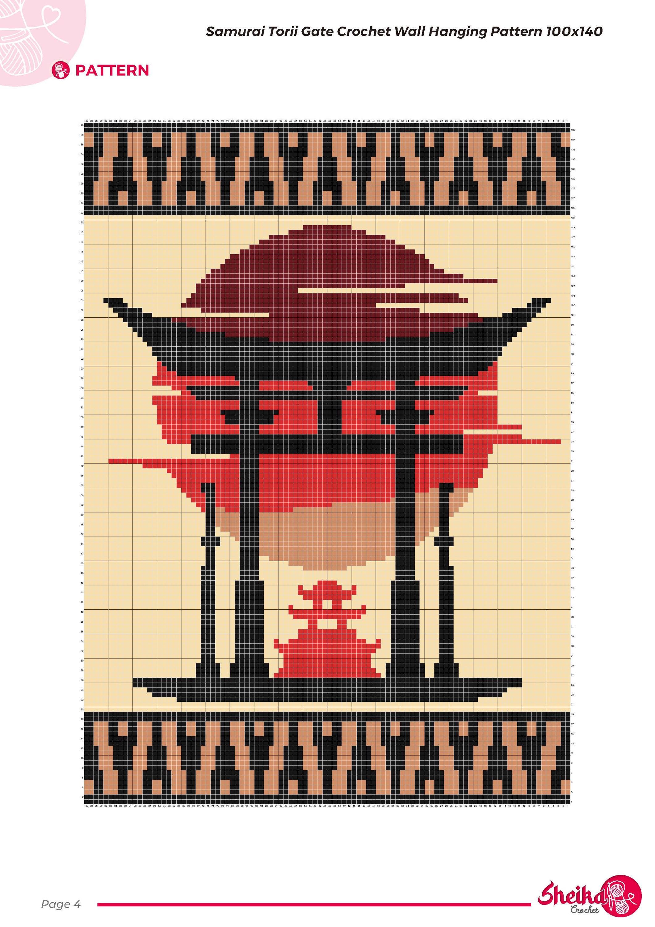 Samurai Torii Gate Crochet Pattern: Japanese Tapestry Wall Hanging (PDF ...