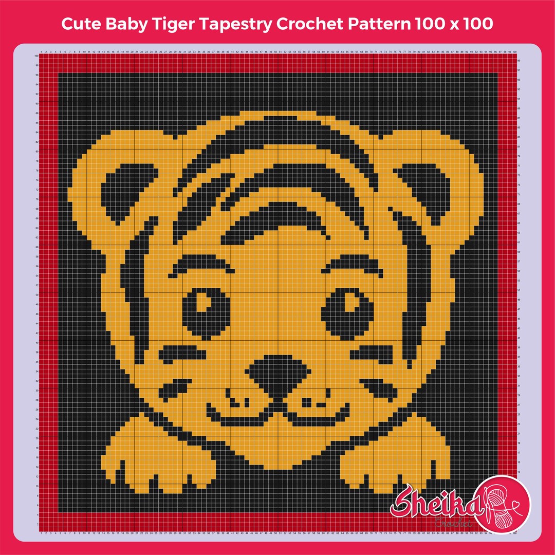 Cute Baby Tiger Tapestry Crochet Pattern by Sheika Crochet – Wall ...